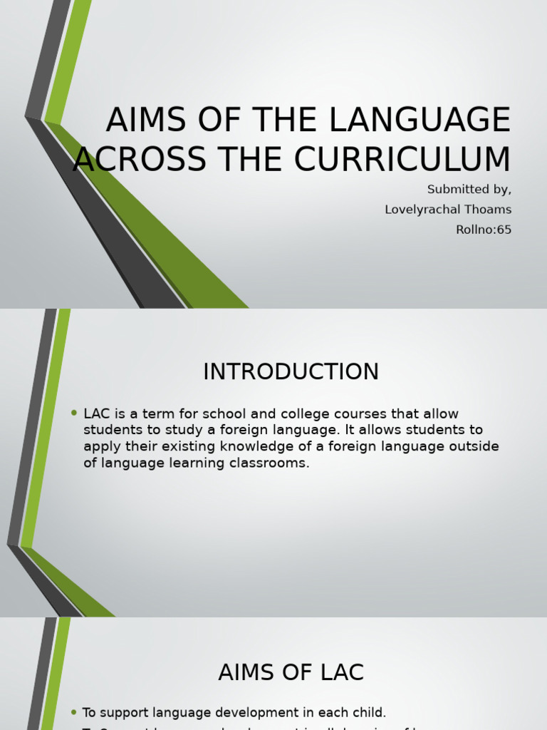 Aims of The Language Across The Curriculum | PDF