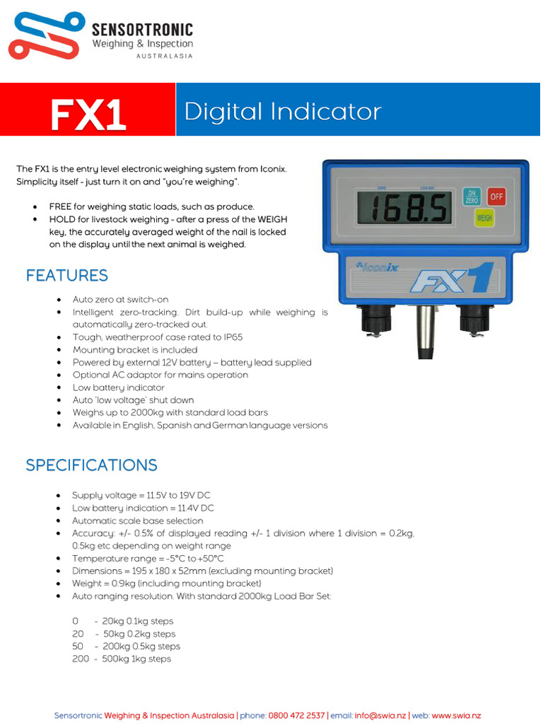FX1 Digital Indicator Brochure | PDF