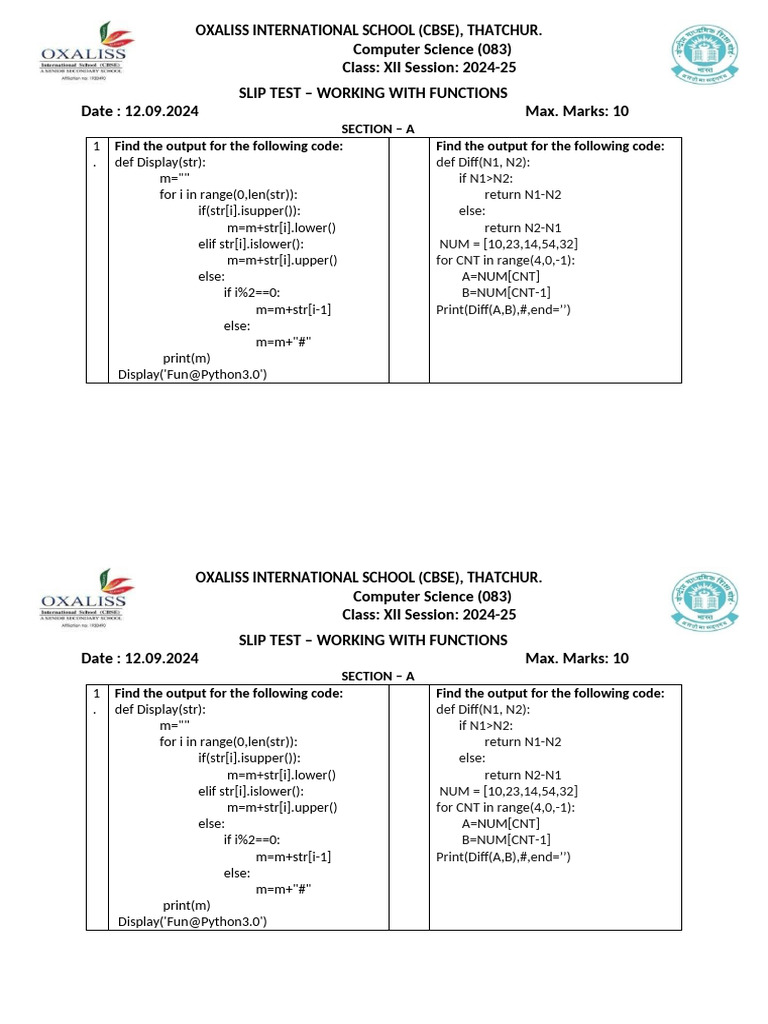 Slip Test Functions Revision Pdf Computer Programming Computing