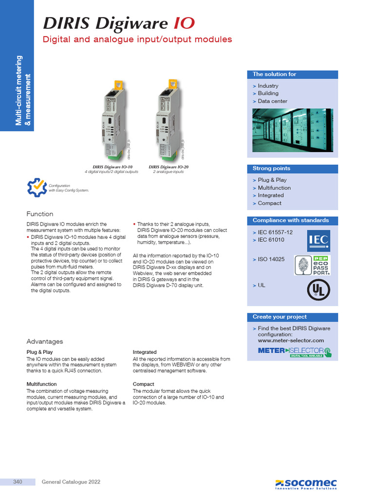 Diris Digiware Io - Digital and Analogue Input - Output Modules - Catalogue - Pages - 2022 11 ...