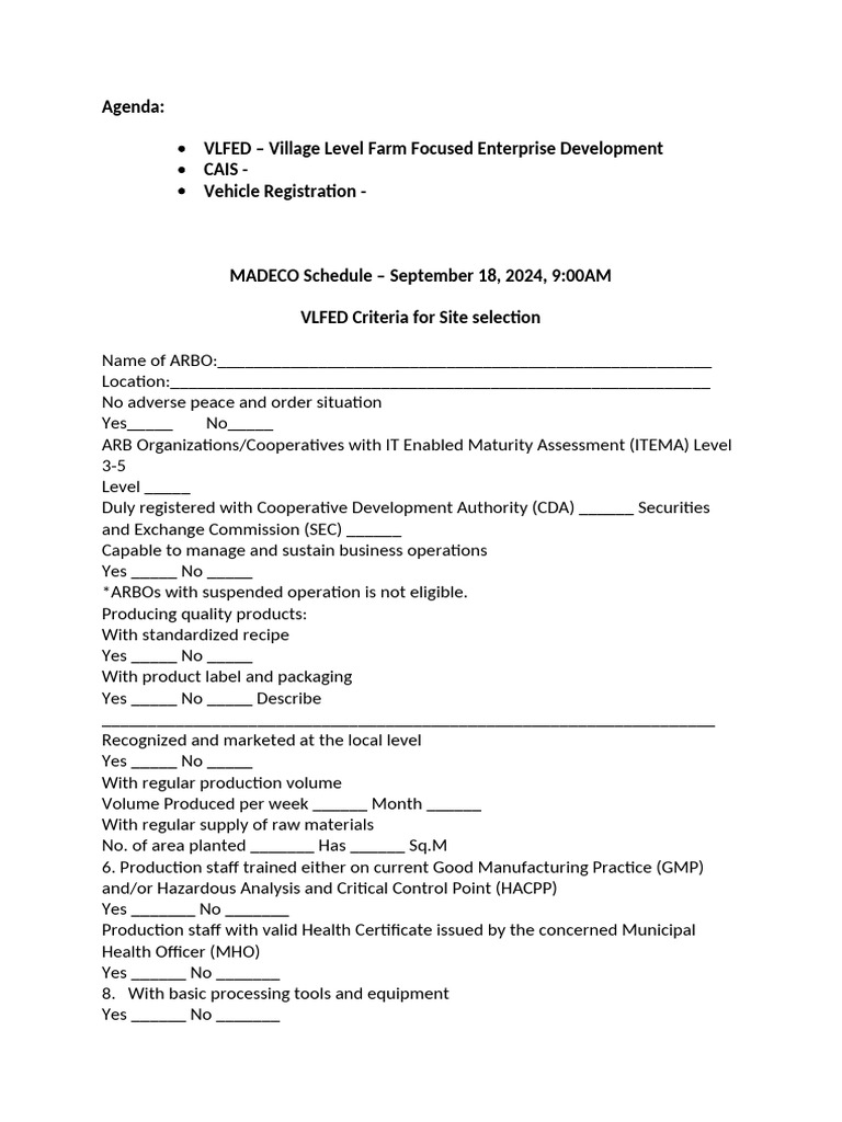 VLFED Site Selection Criteria Guide | PDF