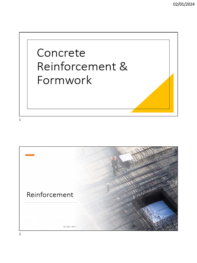 Concrete Reinforcement and Formwork Guide | PDF | Concrete | Steel