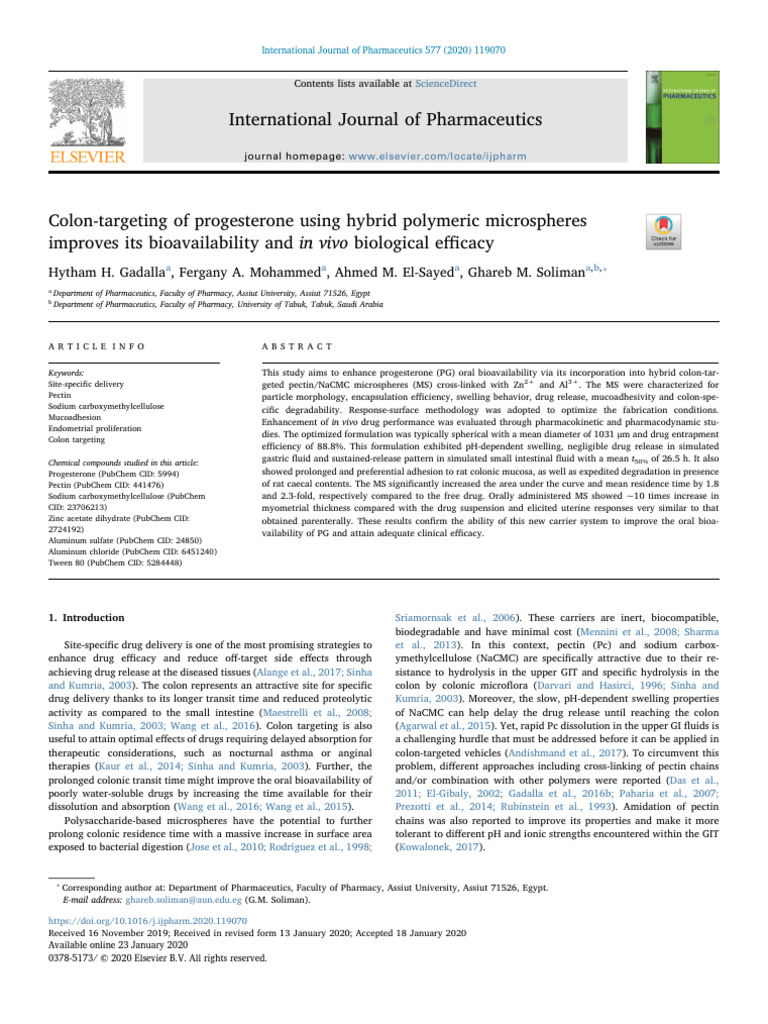 H.H. Gadalla, Et Al. 2022 IJP | PDF | Pharmaceutical Formulation ...