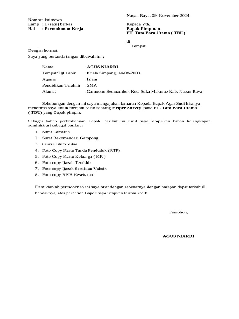 Agus Lamaran Tbu | PDF