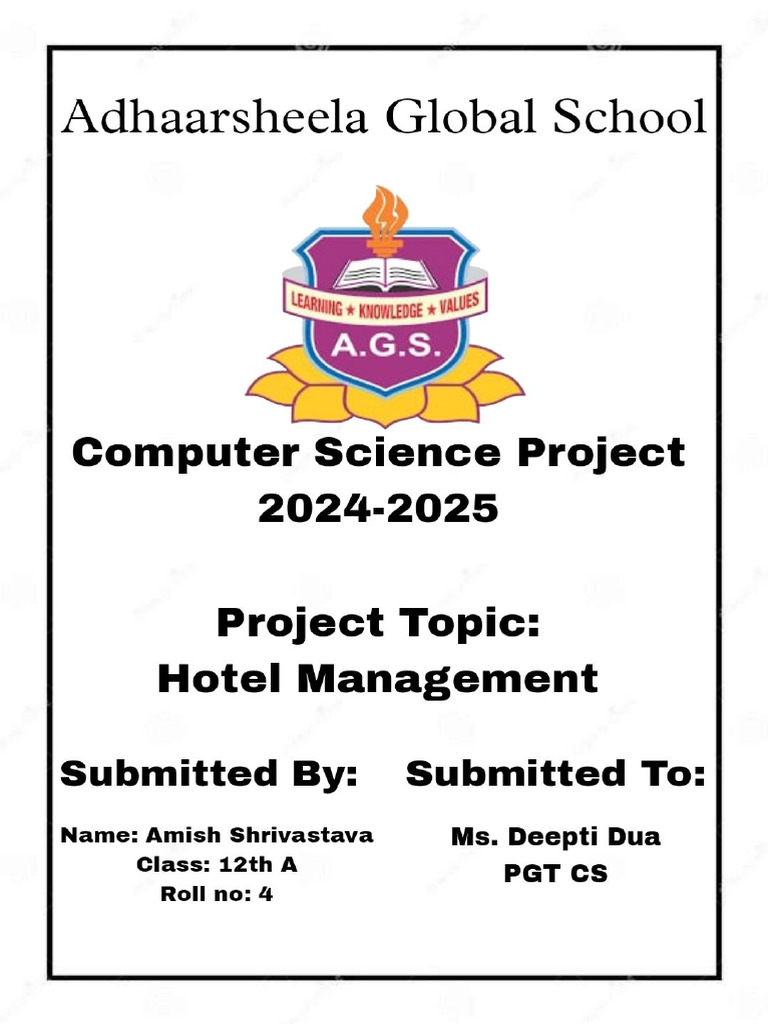 CS project on hotel management | PDF