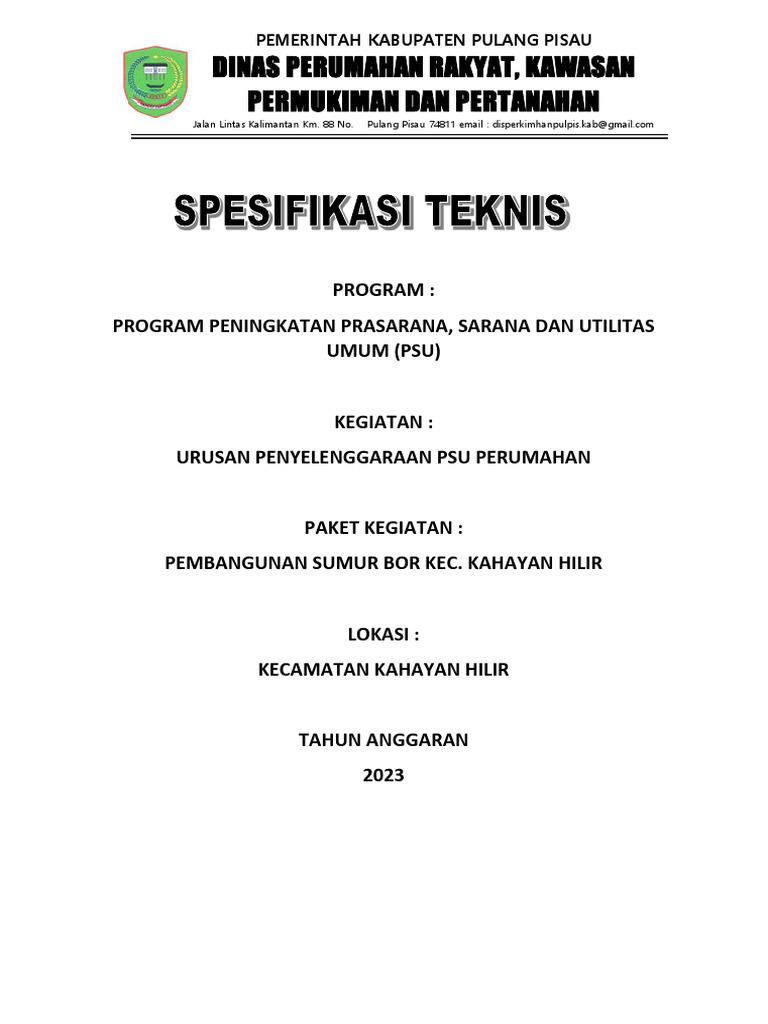 Spek Tek Sumur Bor kahayan hilir | PDF