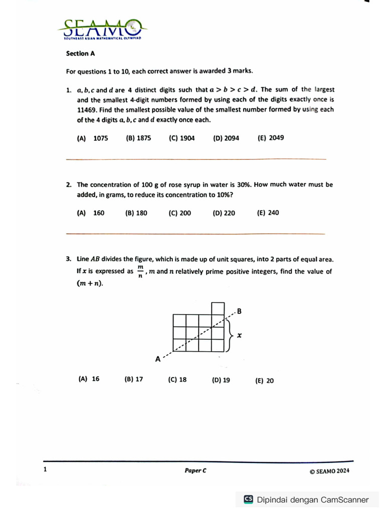 Seamo Paper C 2024 | PDF