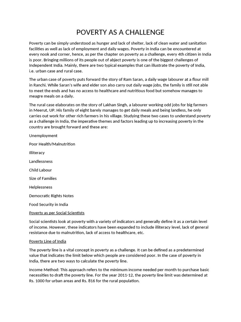 Poverty as a Challenge | PDF | Poverty | Poverty & Homelessness