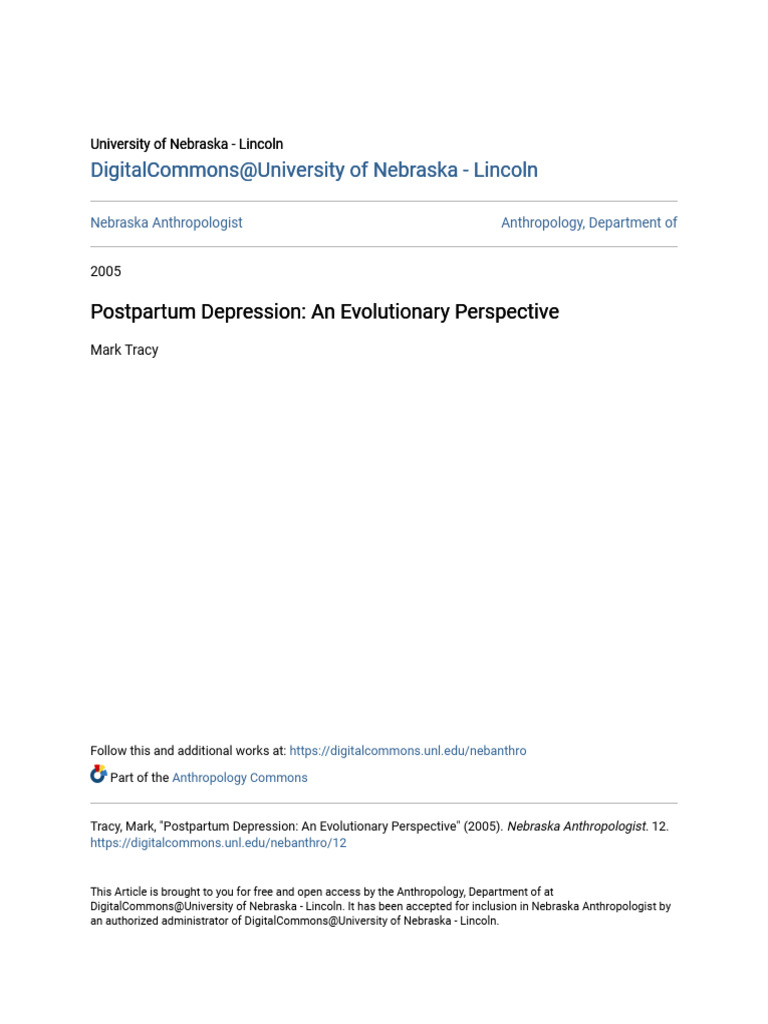 Postpartum Depression - An Evolutionary Perspective | PDF | Postpartum ...