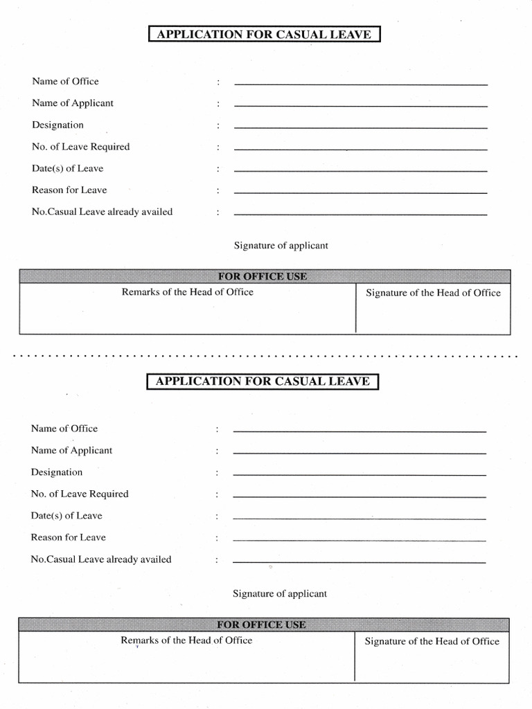Casual Leave Application Form | PDF