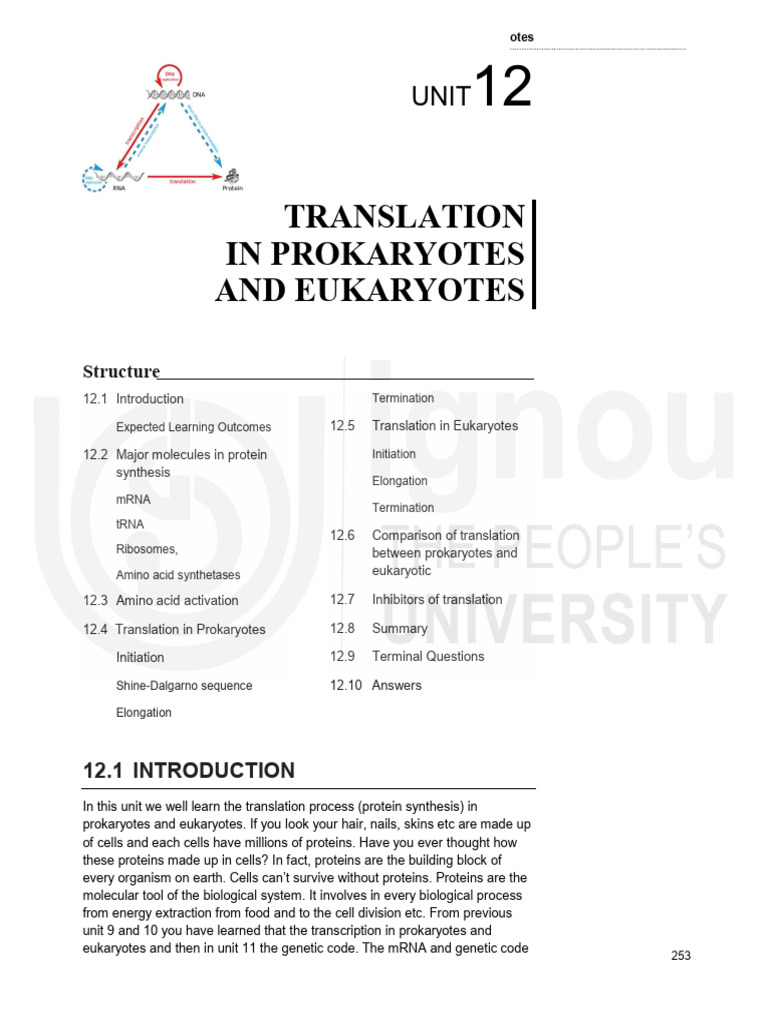 Unit-12 | PDF | Translation (Biology) | Ribosome