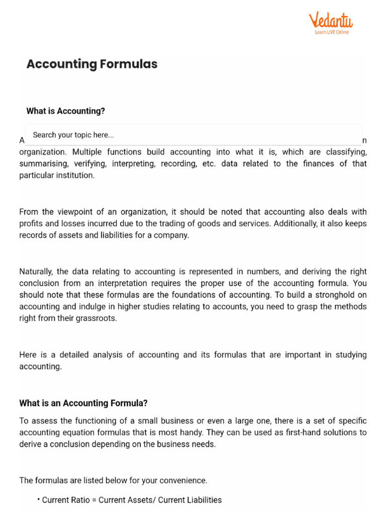 Accounting Formulas | PDF