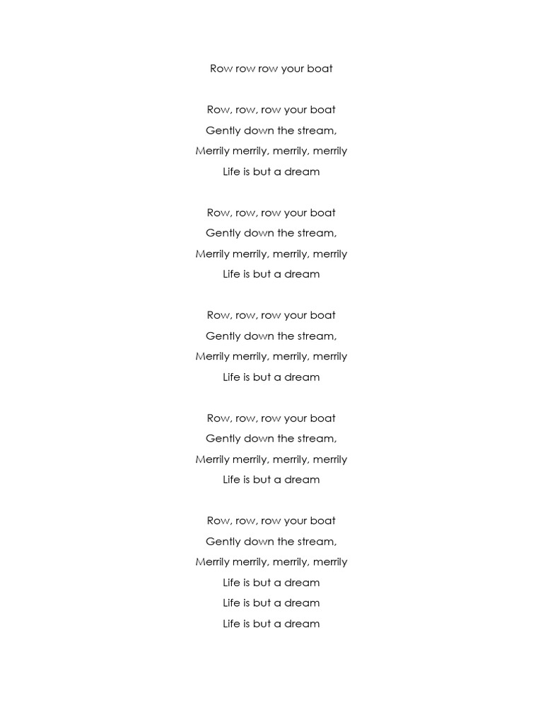 Row Row Row Your Boat Lyrics | PDF