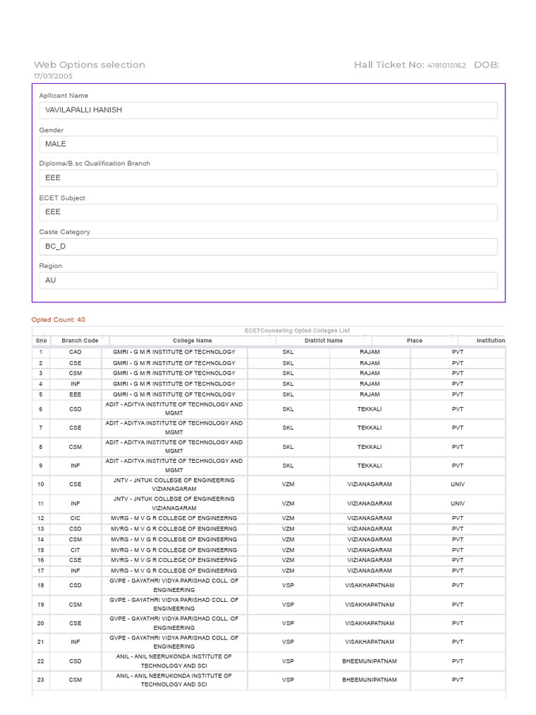 ECETCounseling - AP | PDF