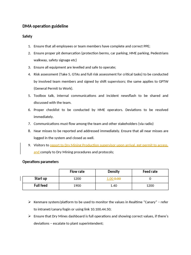 DMA Operations Safety and Guidelines | PDF | Pump