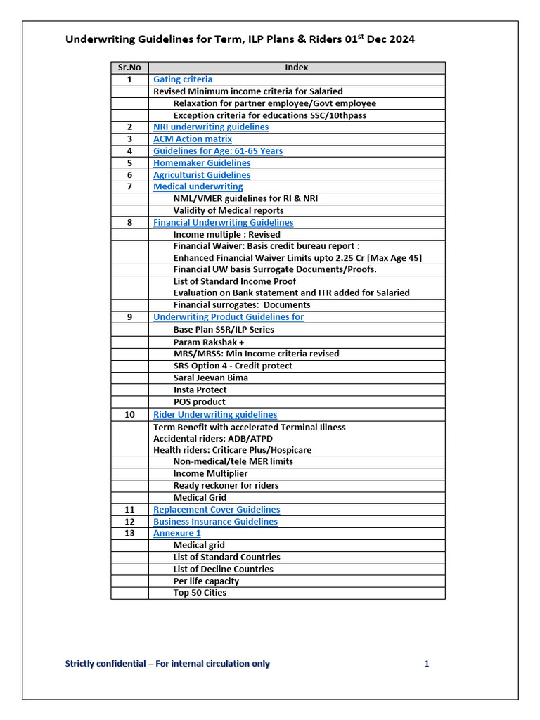 Underwriting Guidelines for Term & ILP Plans | PDF | Insurance | Life ...