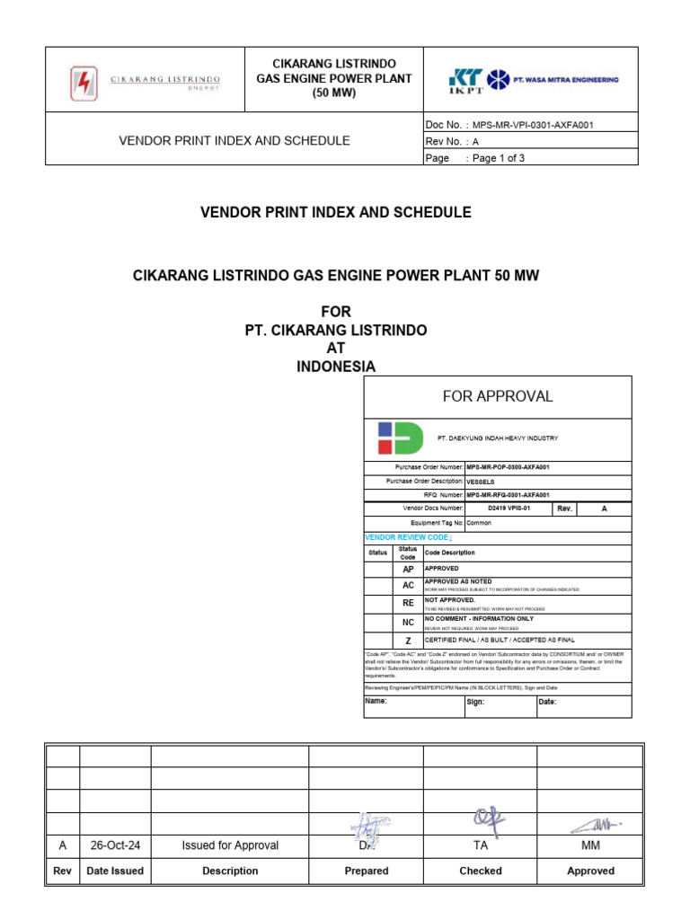 MPS MR VPI 0301 AXFA001 - A - IFA (Commented) | PDF | Tools | Industrial Processes
