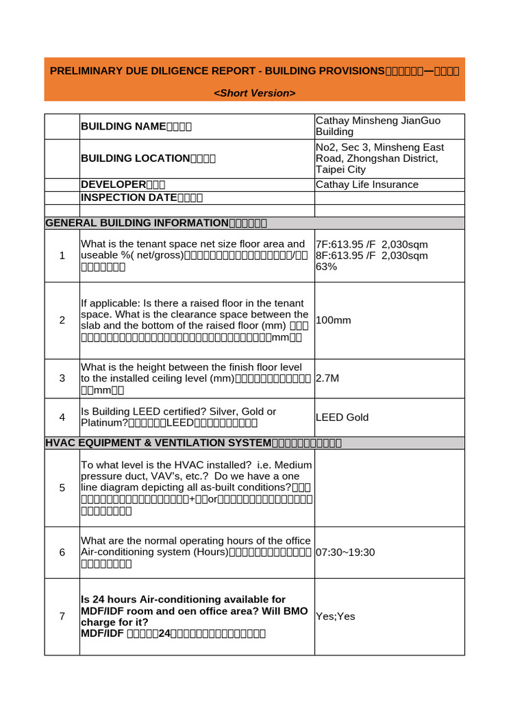 Cathay Life Insurance Building Due Diligence | PDF | Civil Engineering | Engineering Thermodynamics