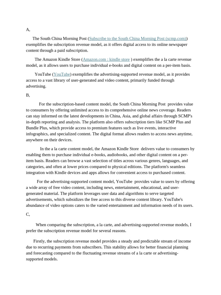 Assignment 4 | PDF | Subscription Business Model | Amazon Kindle
