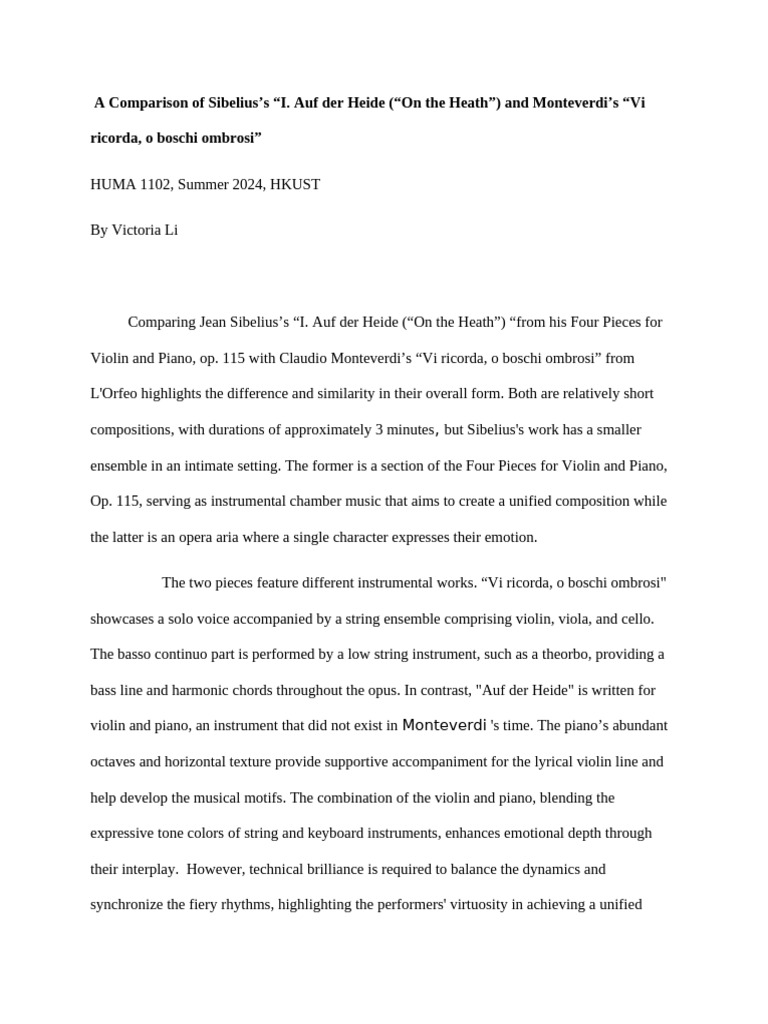 Comparative writing - Li Hiu Ching - 複本 | PDF | Piano | Violin