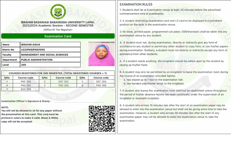 U22fmspad1050 Exam Card | PDF