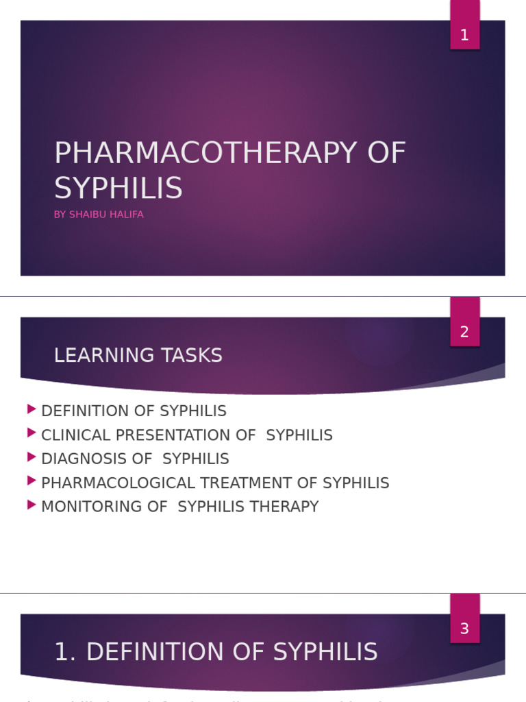 13.pharmacotherapy of Syphilis | PDF | Medical Specialties | Male Genital Disorders