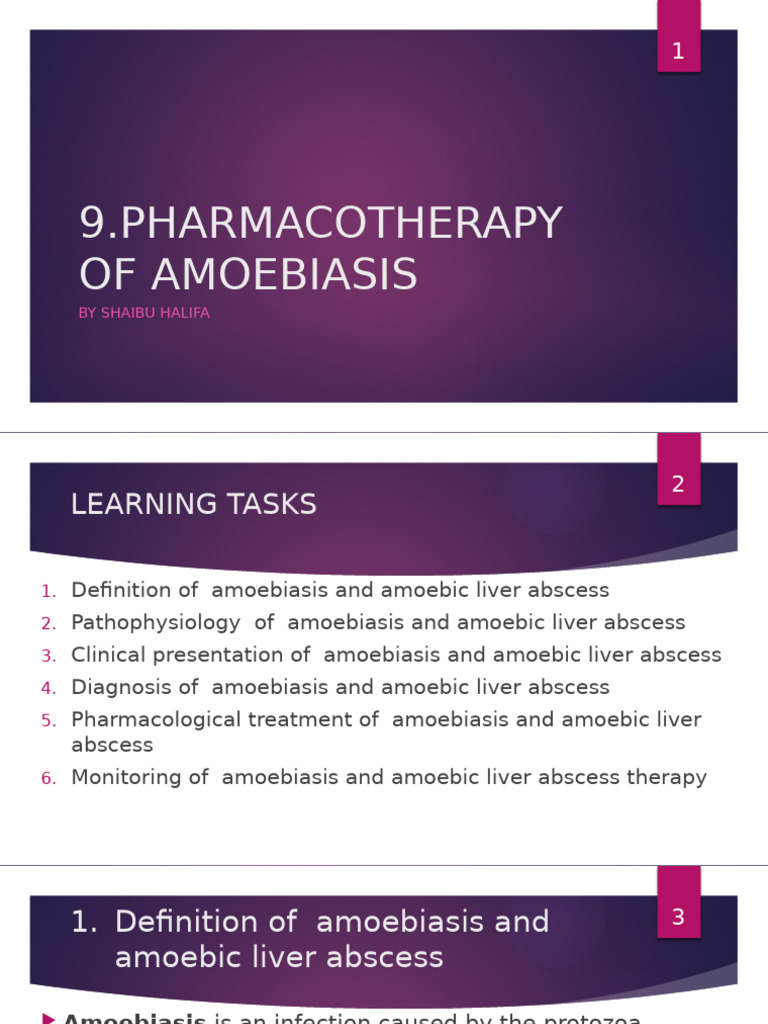 Pharmacotherapy for Amoebiasis Explained | PDF | Medical Specialties ...