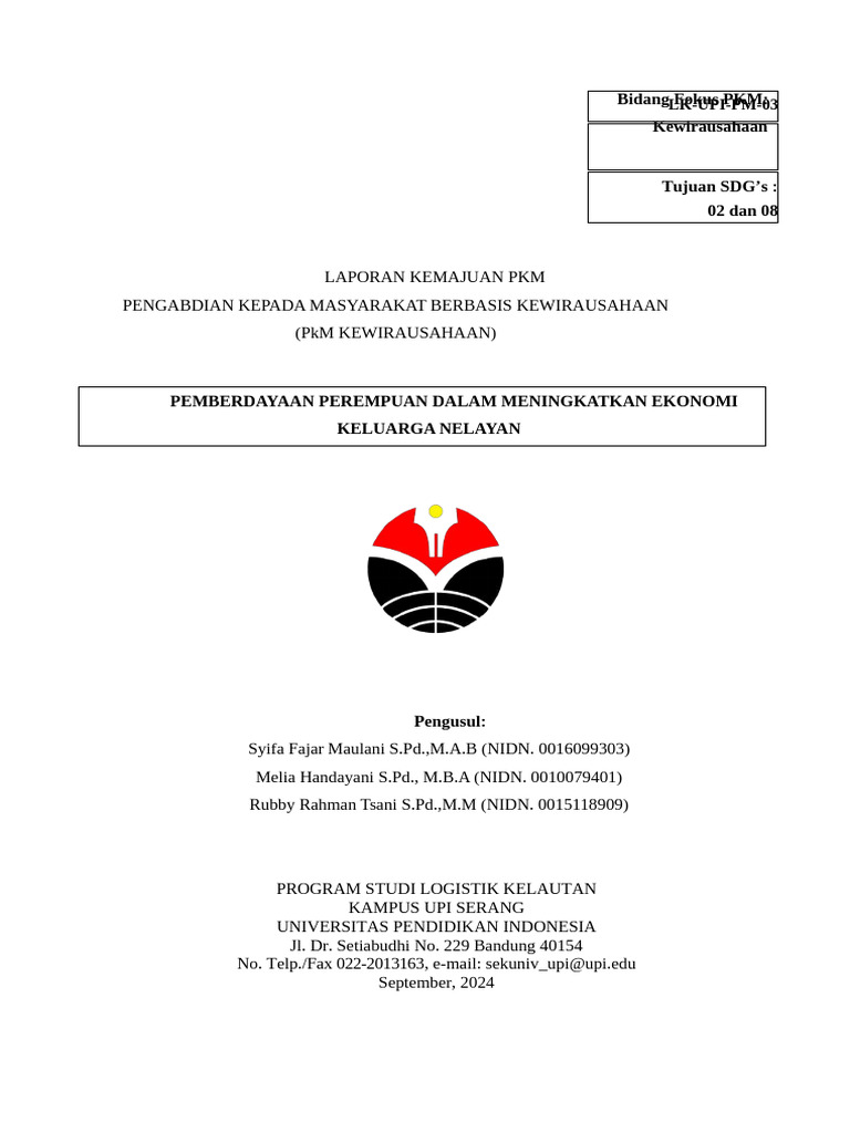 Laporan Kemajuan - Pengabdian 2024 - Dana LPPM | PDF