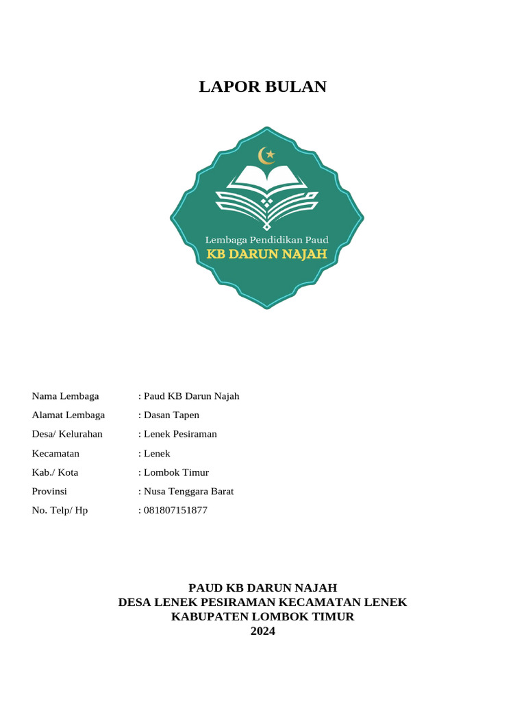 Laporan Bulan PAUD KB Darun Najah | PDF