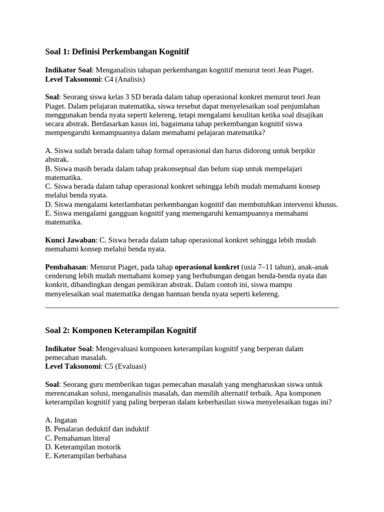 Jawaban Soal KB 2_Kognitif_Revisi | PDF