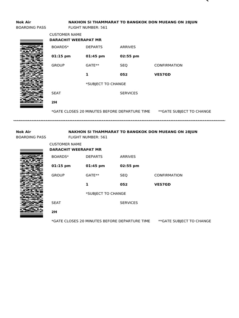Boarding Passes VES7GD | PDF