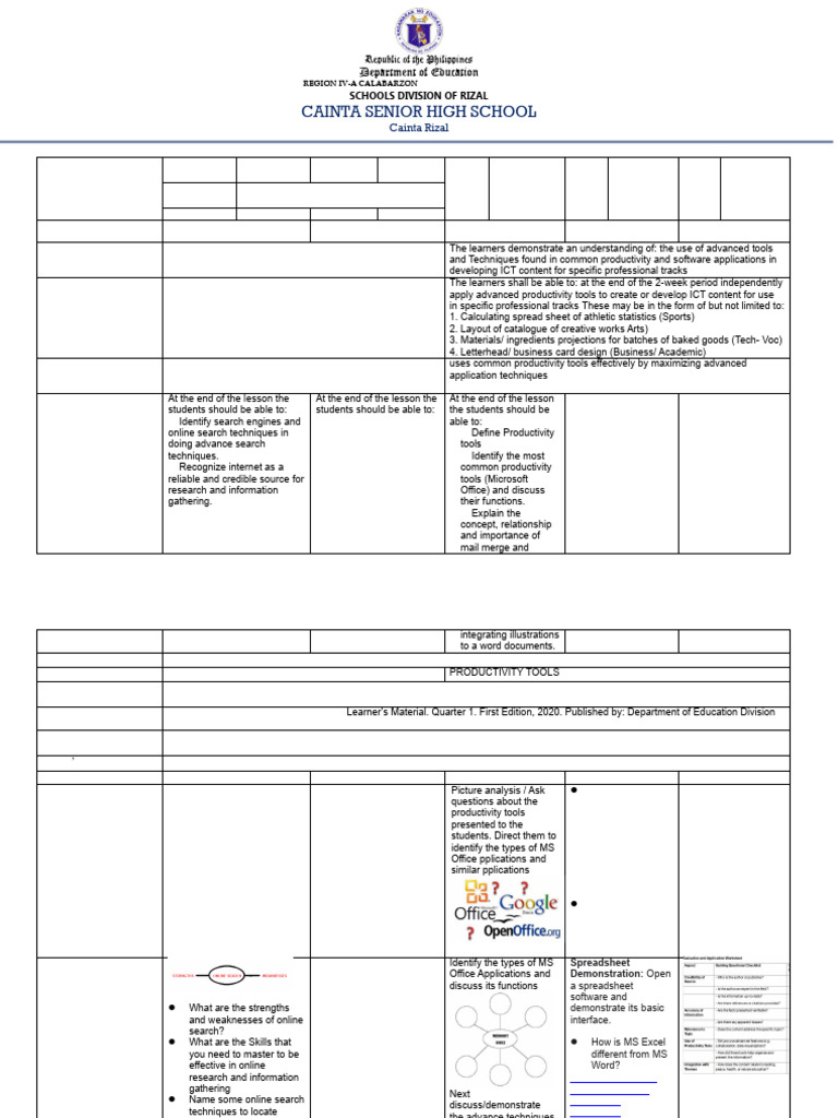 2024 DLP 11 EmTech Q1 Week2 | PDF | Spreadsheet | Microsoft Excel