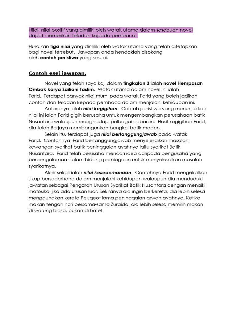 Contoh Jawapan Esei | PDF