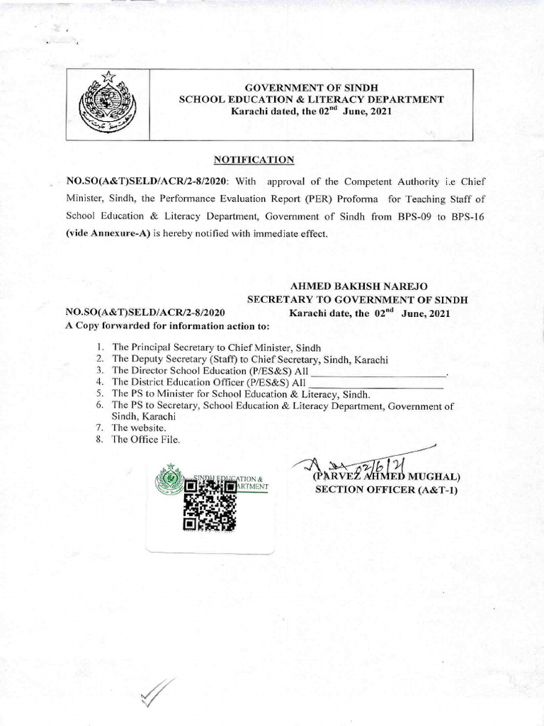 Notification for notified the Performance Evaluation Teaching Staff | PDF