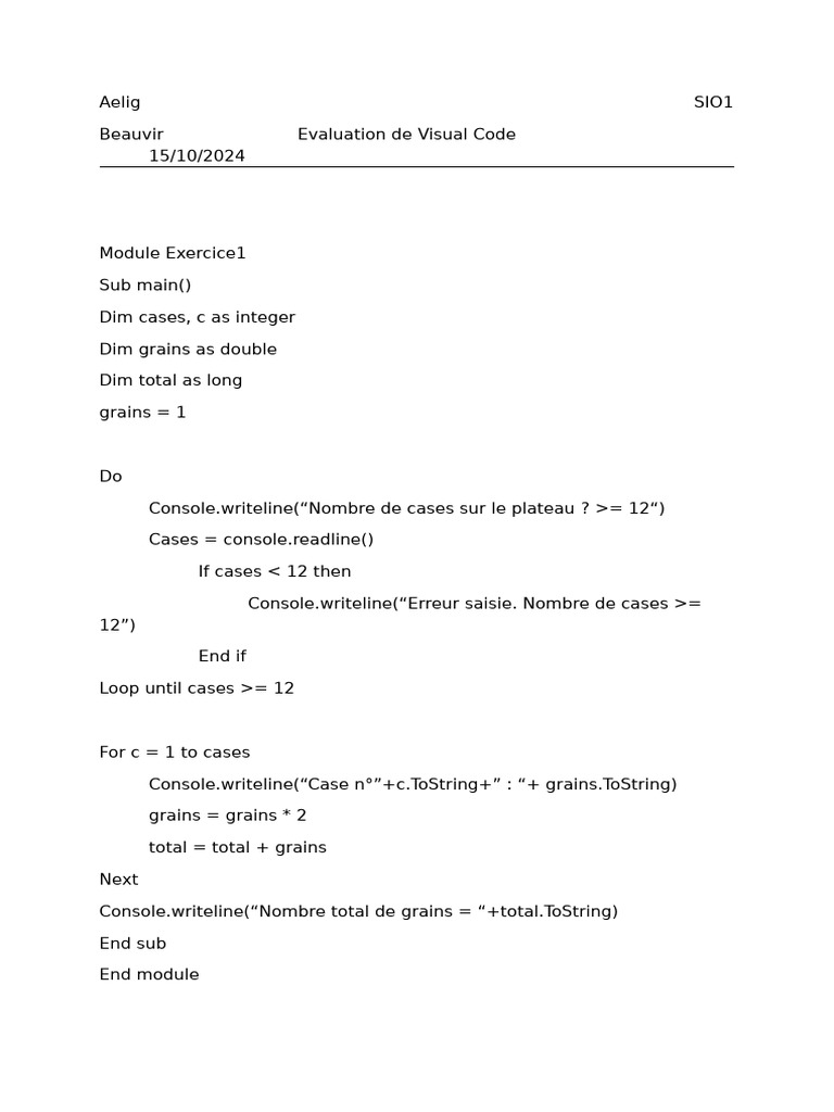 Visual Code Evaluation and Exercises | PDF | Computer Programming ...