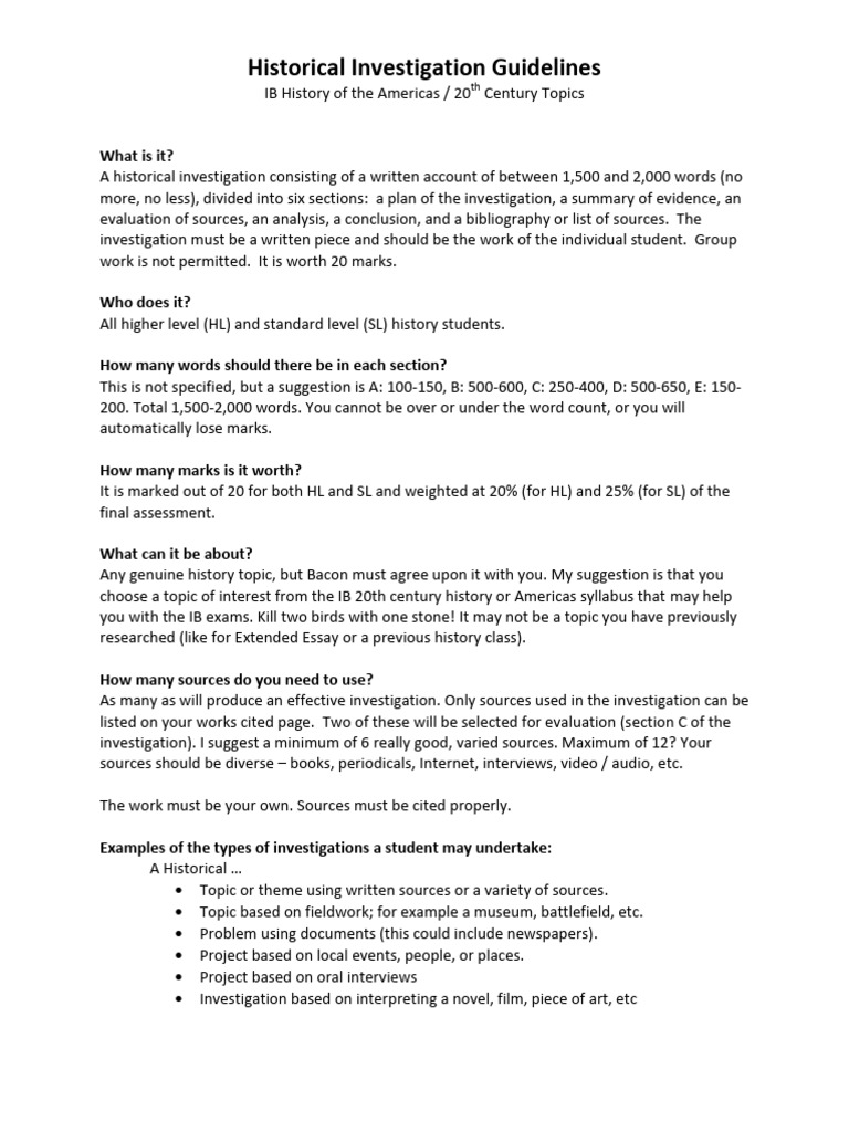 Historical Investigation Guide | PDF