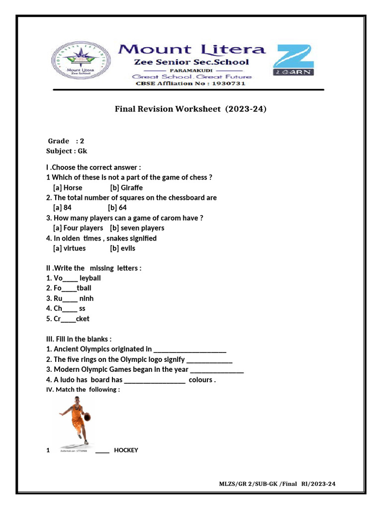 2023-24 2 GK Final Revision | PDF
