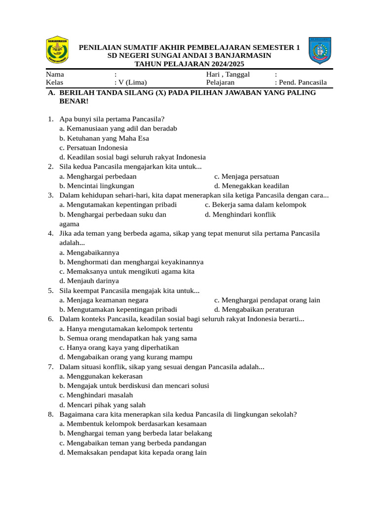Penilaian Sap Inklusi Semester 1 Pend. Pancasila | PDF