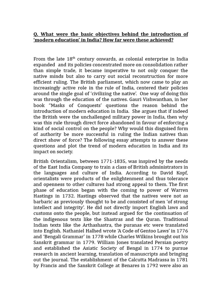 Colonial Education | PDF | British Raj