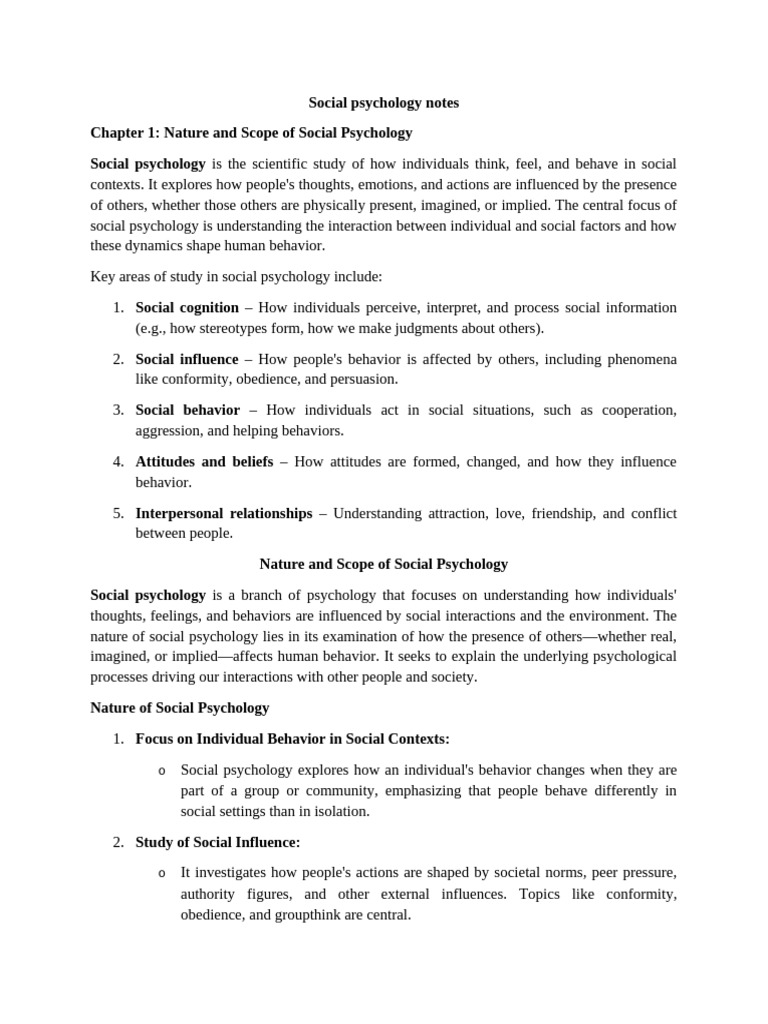 Social Psychology Notes | PDF | Social Psychology | Psychology