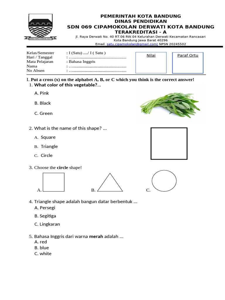 Soal Asat Bahasa Inggris SMT 1 23-24 | PDF