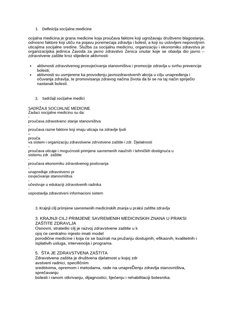 Definicija Socijalne Medicine | PDF