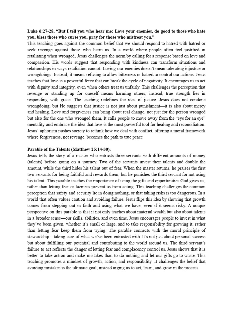 Christ's Teachings, Healings and Aphorisms | PDF | Forgiveness | Jesus