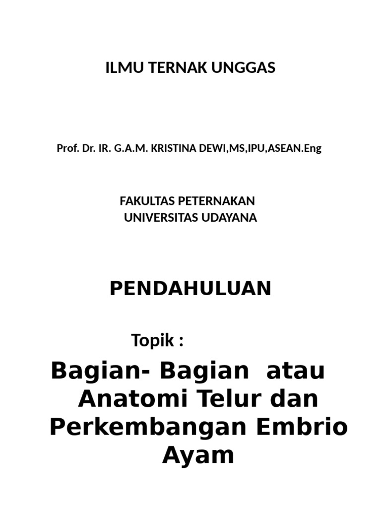 Perkembangan Embryo Pada Ternak Ayam (1) | PDF