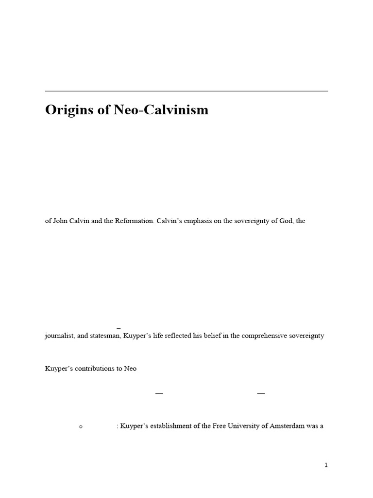 An Introduction To Neo Calvinism | PDF | Calvinism | Christian Mission