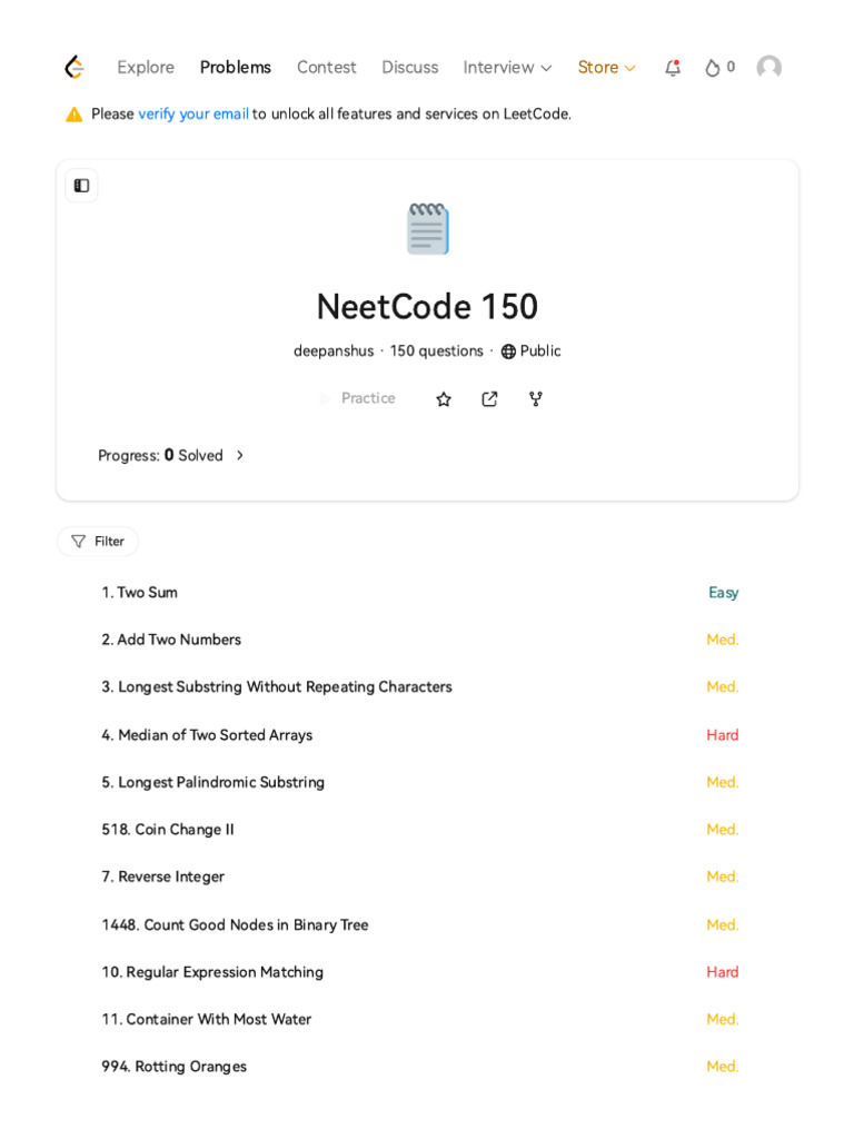 NeetCode 150 - LeetCode | PDF NeetCode 150 - LeetCode | PDF
