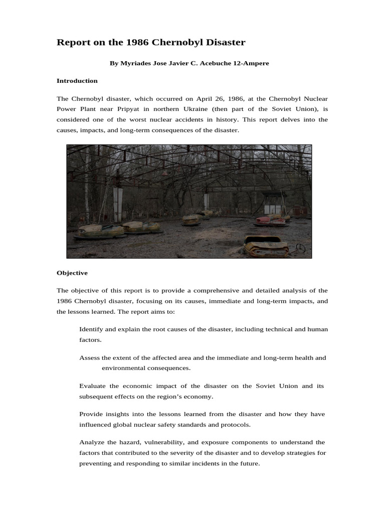 Report On The 1986 Chernobyl Disaster | PDF | Chernobyl Disaster ...
