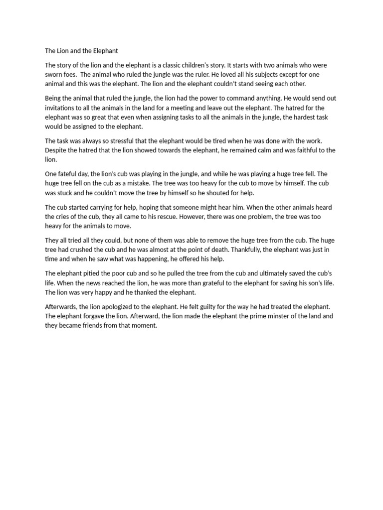 The Lion and The Elephant | PDF