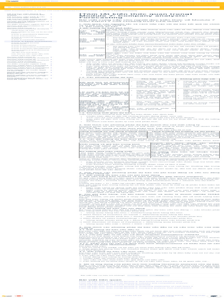 (Tóm Tắt Kiến Thức Quan Trọng) Module 7 Company Analysis Forecasting 2 | PDF