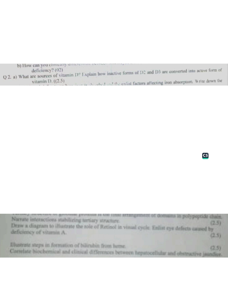 Vitamins Past Paper Qs | PDF